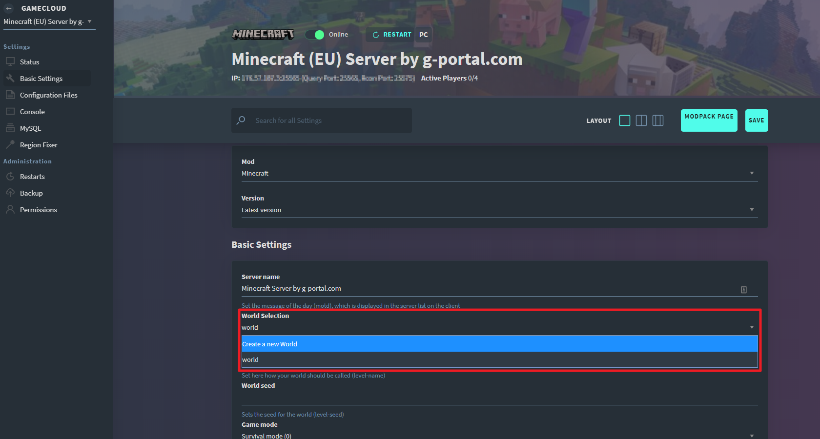 How to create a new world in Minecraft | GPORTAL Wiki