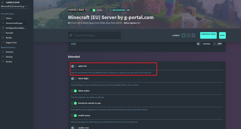 Whitelist für einen Minecraft Server einrichten | GPORTAL Wiki
