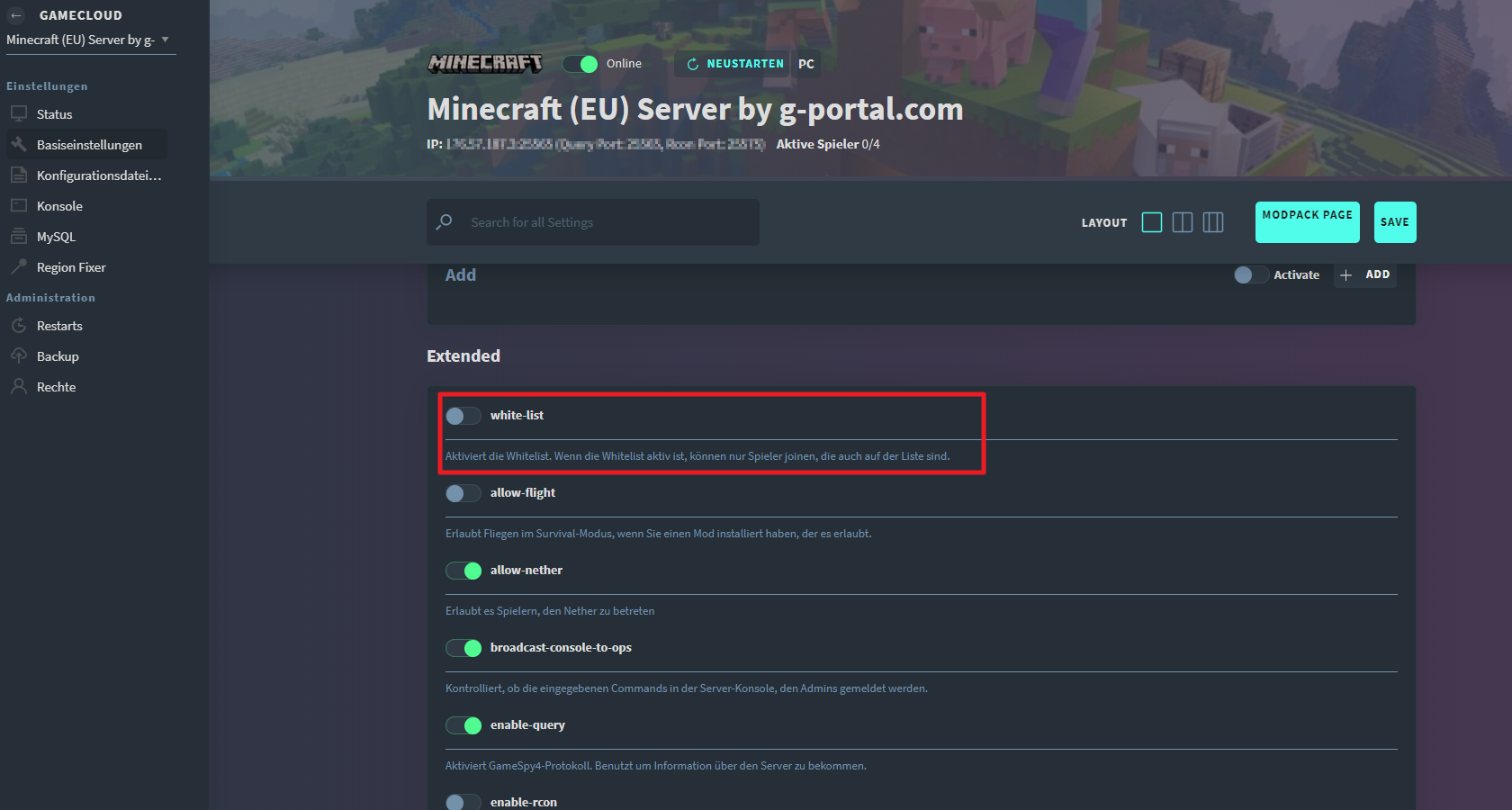 Whitelist für einen Minecraft Server einrichten | GPORTAL Wiki