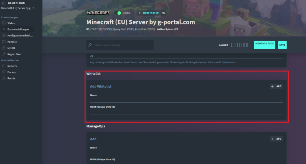 Whitelist für einen Minecraft Server einrichten | GPORTAL Wiki