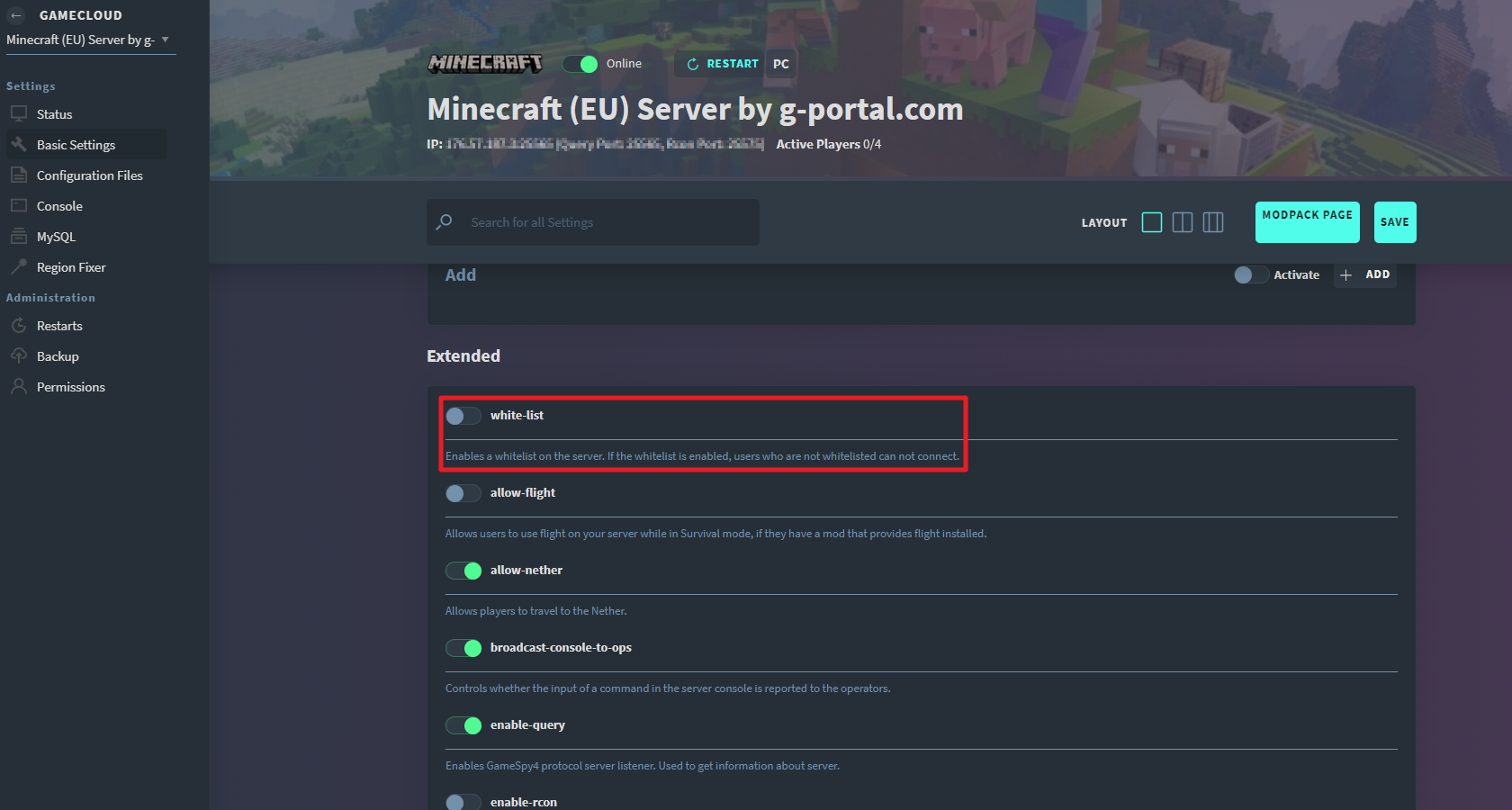 Setting up a whitelist for a Minecraft server | GPORTAL Wiki